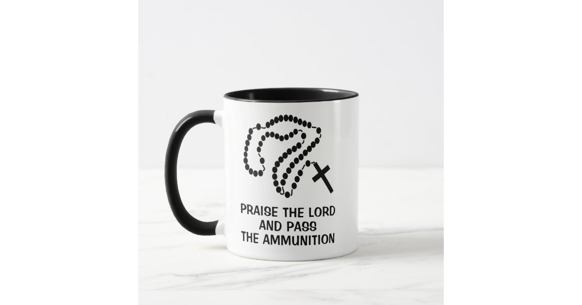 Black Rosary Beads Religious Catholic Prayer Mug | Zazzle