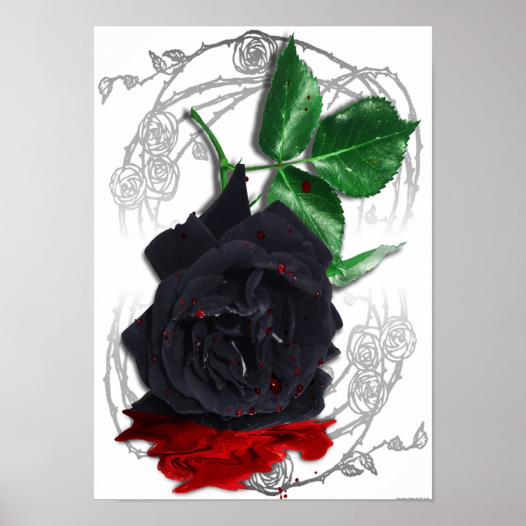 Black Rose Bleeding Blood Surreal Gothic Poster | Zazzle