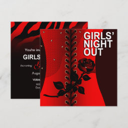Black Rose Corset Girls Night Out | red Invitation | Zazzle