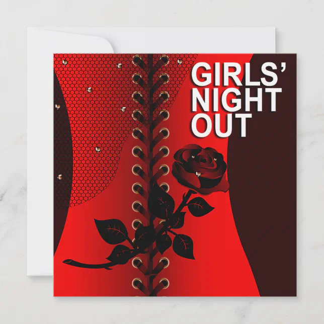 Black Rose Corset Girls Night Out | red Invitation | Zazzle