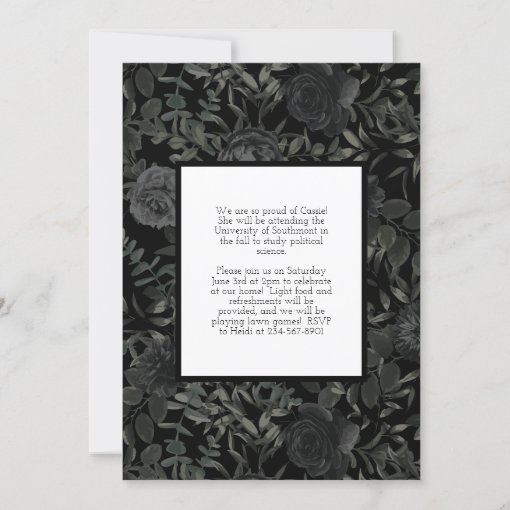Black Rose Dark Gothic Graduation Announcement | Zazzle
