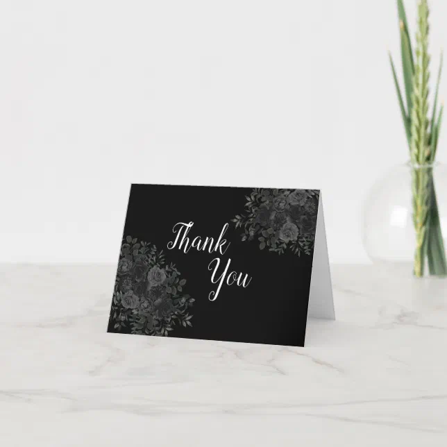 Black Rose Dark Gothic Graduation Party Thank You Card | Zazzle