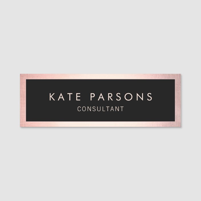 Black Rose Gold Border Beauty Spa Name Tag | Zazzle