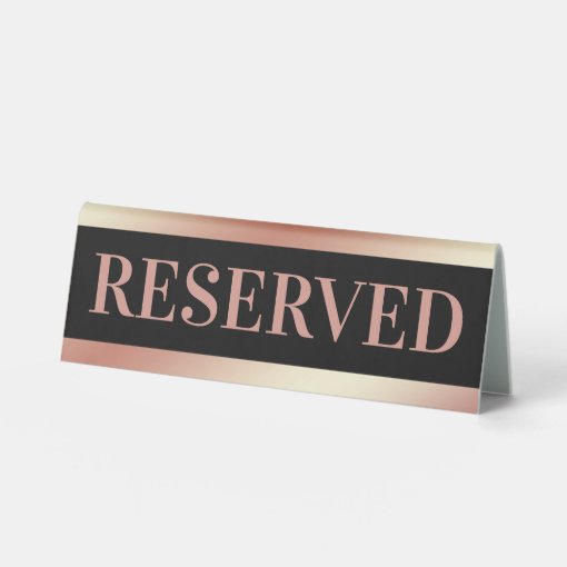 Black Rose Gold Reserved Table Sign | Zazzle