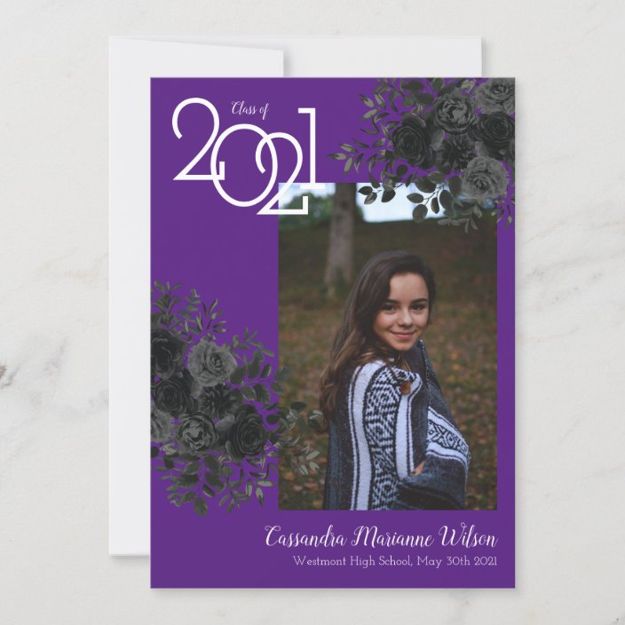 Black Rose Purple Gothic Graduation Announcement | Zazzle.com