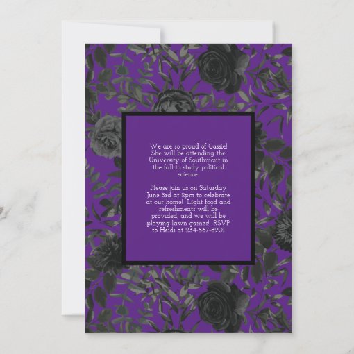 Black Rose Purple Gothic Graduation Announcement | Zazzle