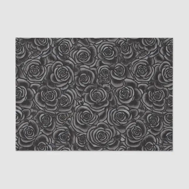 Black Roses Gothic Dark Floral Pattern Whimsigoth Tissue Paper | Zazzle