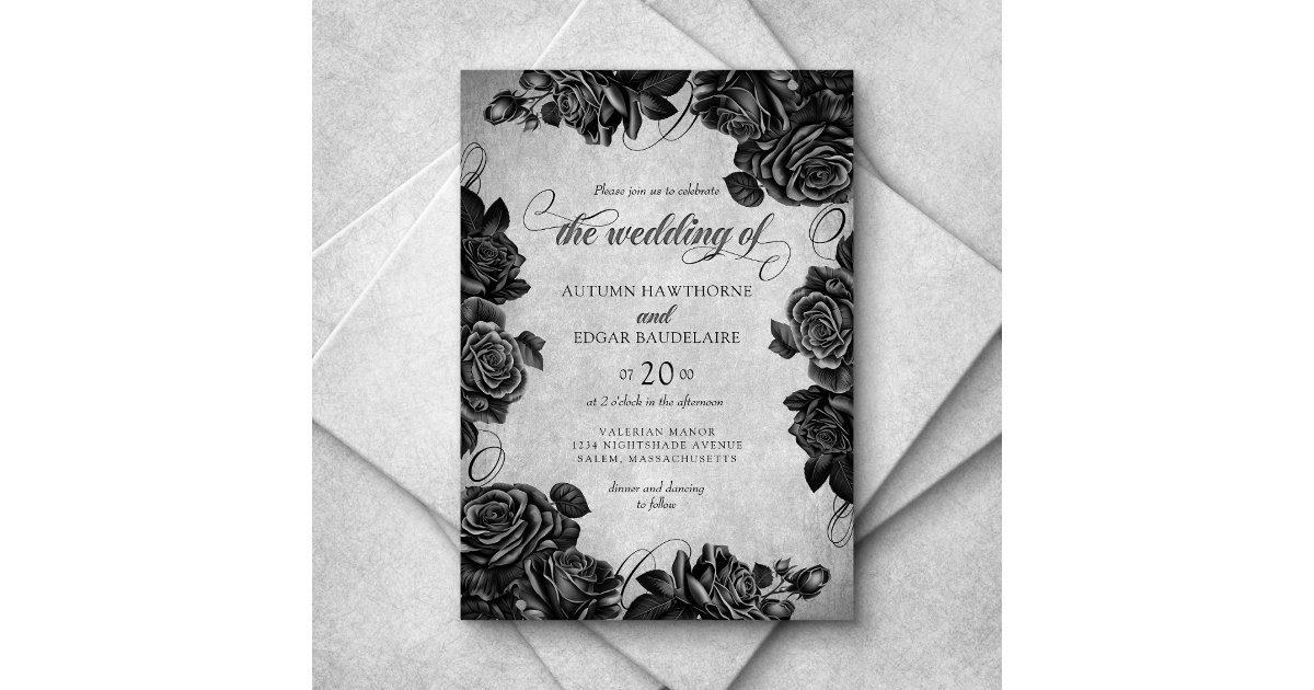 Black Roses Wedding Invitation | Zazzle
