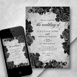 Black Roses Wedding Invitation | Zazzle