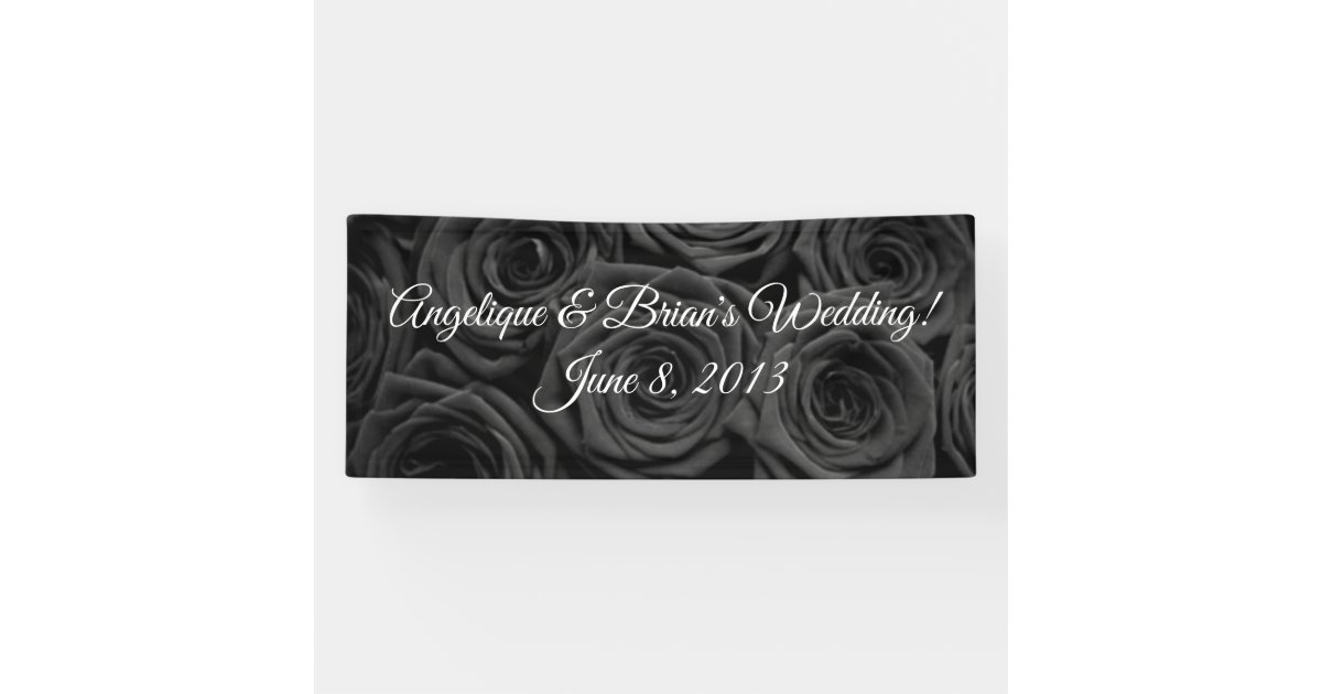 black roses wedding reception banner | Zazzle