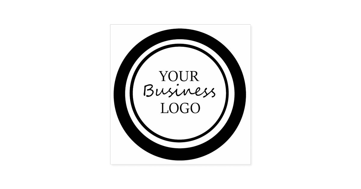 Black Round Logo Image Stamp | Zazzle