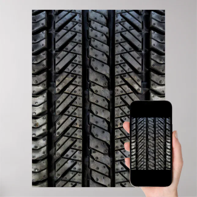 Black Rubber Tire Thread Texture Design Poster | Zazzle