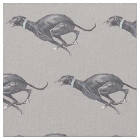 Black Greyhound Standing Dog Art Fabric | Zazzle
