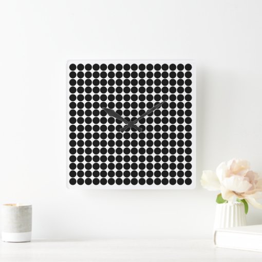 Black Safari Dot Square Wall Clock | Zazzle