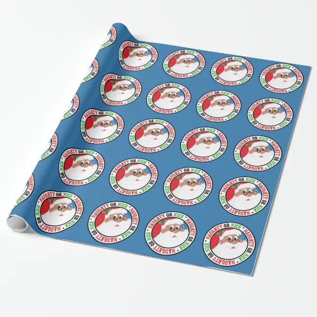 Black Santa Cartoon (Blue) Wrapping Paper | Zazzle