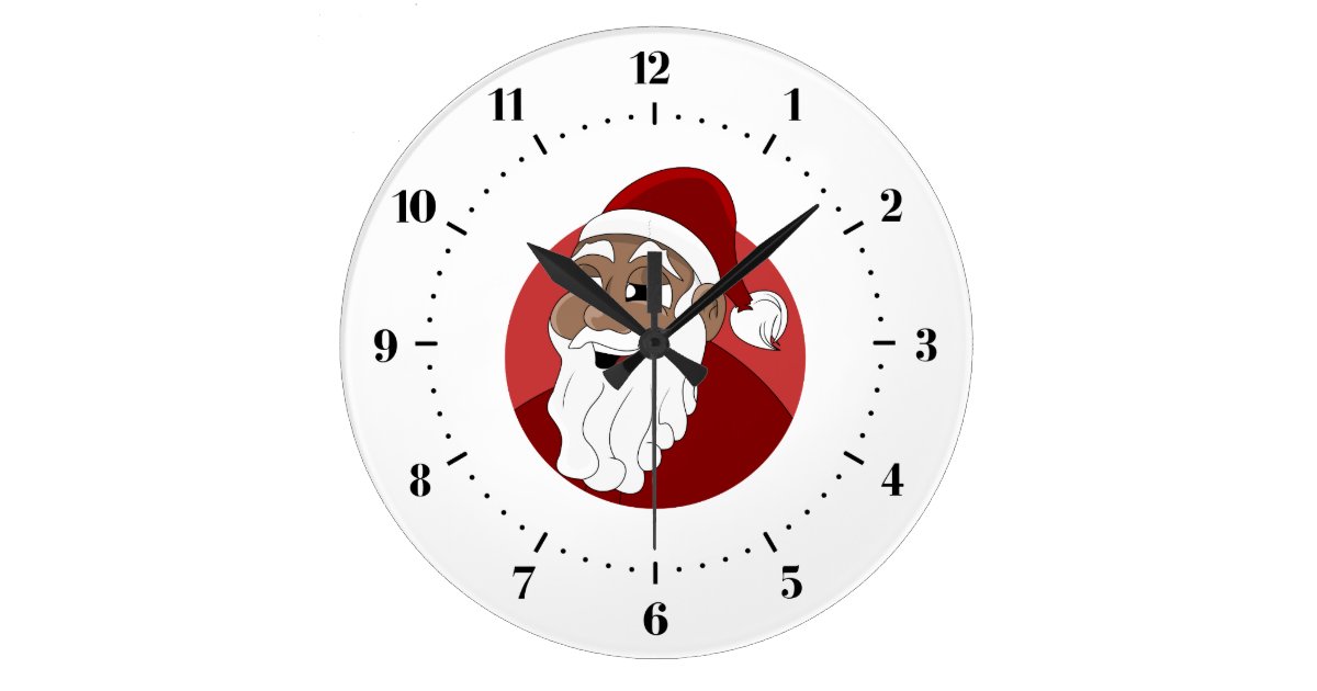 Black Santa Claus Cartoon Large Clock | Zazzle.com