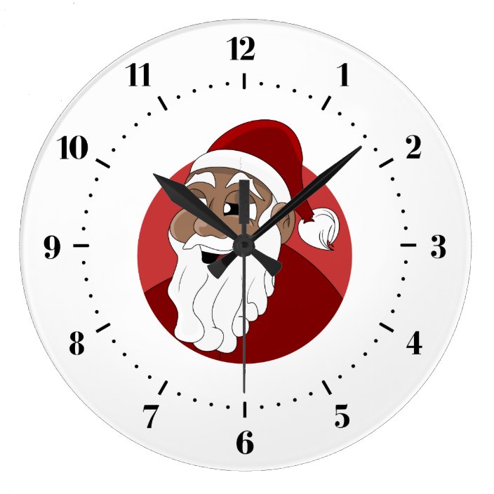 Black Santa Claus Cartoon Large Clock | Zazzle.com