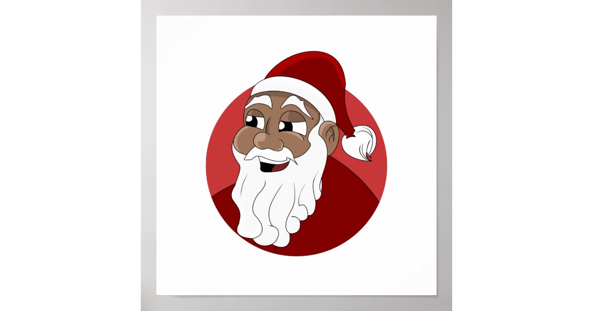 Black Santa Claus Cartoon Poster | Zazzle