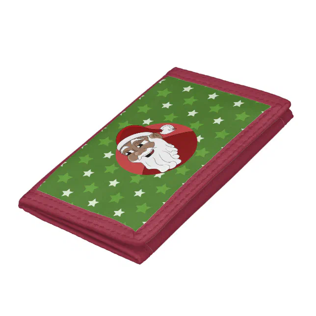Black Santa Claus Cartoon Tri-fold Wallet | Zazzle