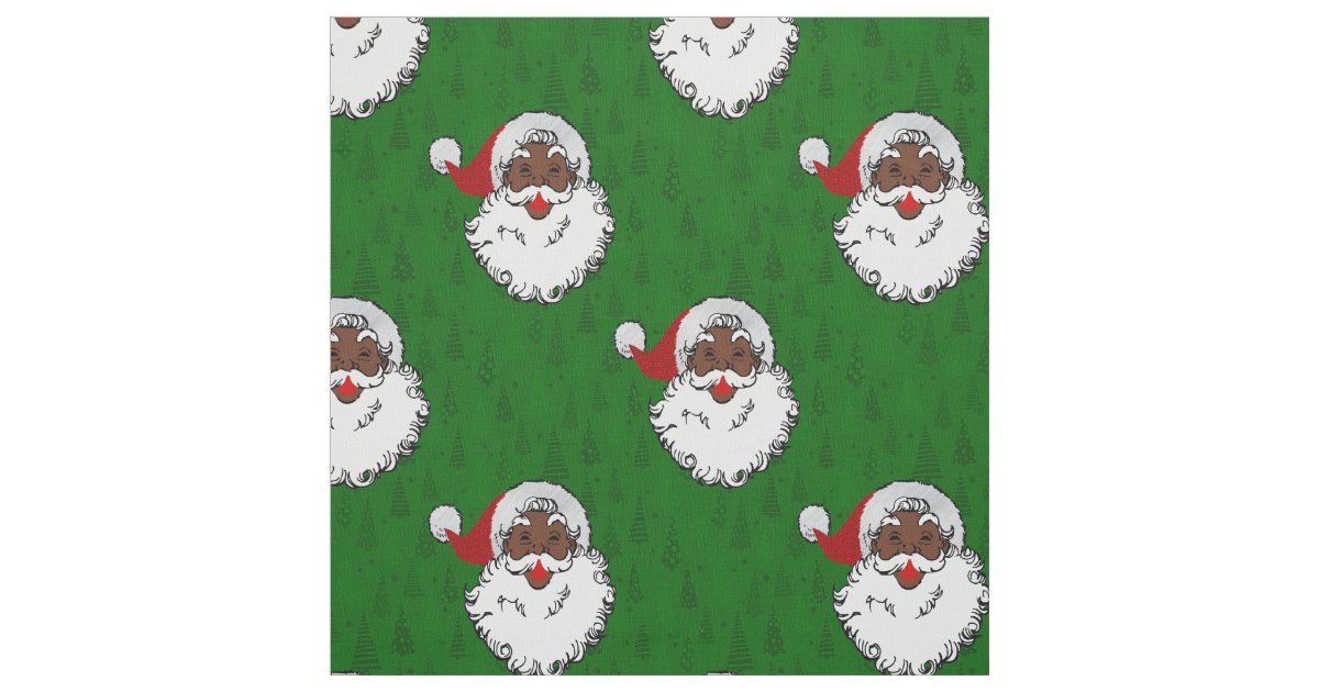 black santa claus christmas fabric | Zazzle