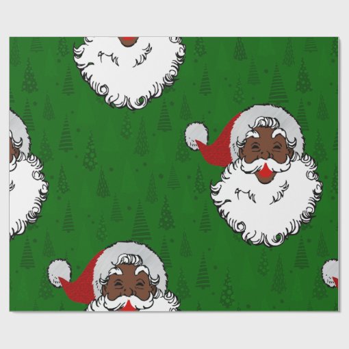 black santa claus christmas wrapping paper | Zazzle