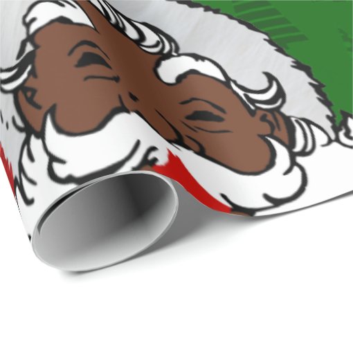 black santa claus christmas wrapping paper | Zazzle