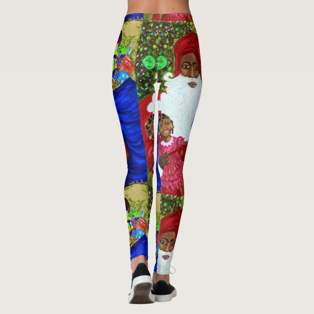 Black Santa Claus Designer Leggings - Xmas Wear | Zazzle