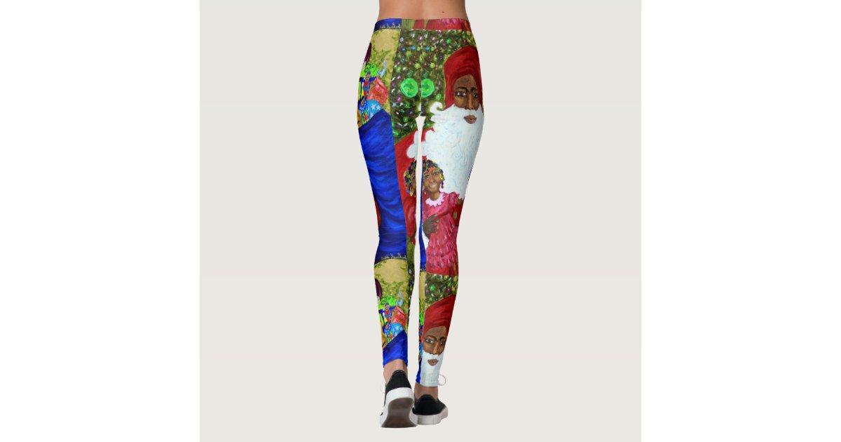 Black Santa Claus Designer Leggings - Xmas Wear | Zazzle