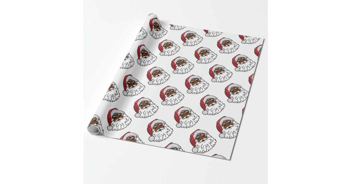 black santa claus wrapping paper | Zazzle