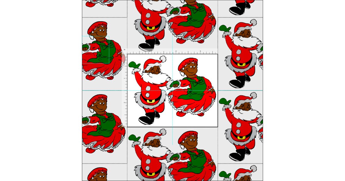black santa mrs claus fabric | Zazzle