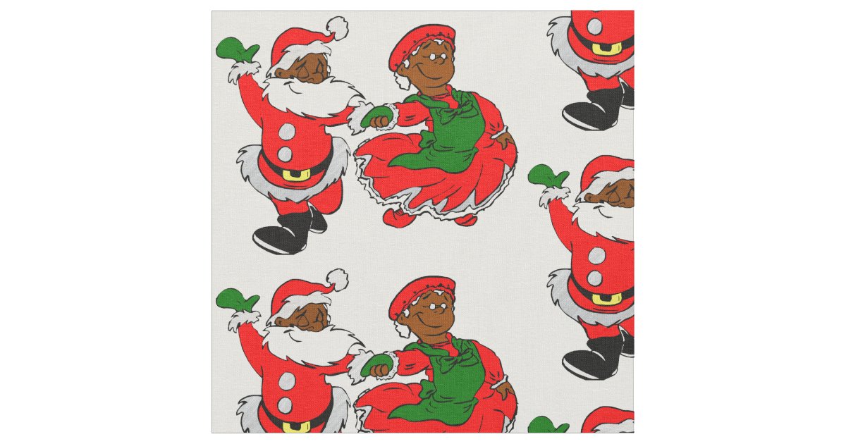 black santa mrs claus fabric | Zazzle