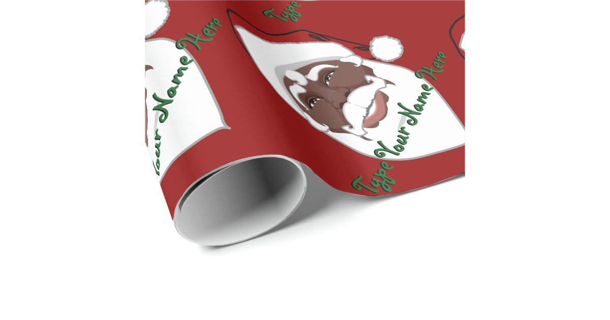 Black Santa Wrapping Paper Custom Christmas Paper | Zazzle