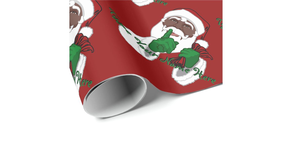 Black Santa Wrapping Paper Custom Christmas Paper | Zazzle