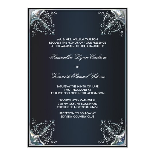 Black Satin Black Tie Wedding Invitations | Zazzle.com