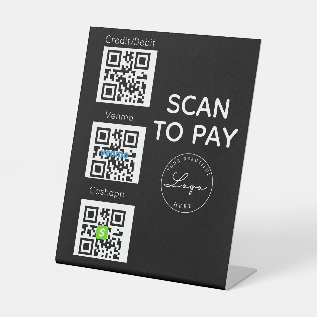 Black Scan to pay QR Code Contactless Sign | Zazzle