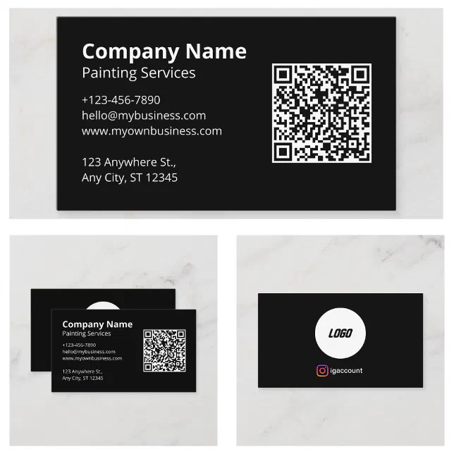 Black Scannable QR Code Painter Business Card | Zazzle