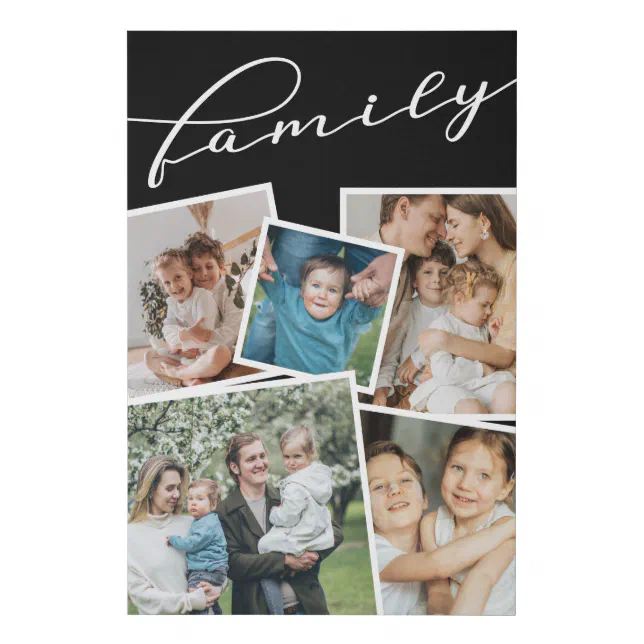 Black Scattered Photos Photo Collage Family Faux Canvas Print | Zazzle