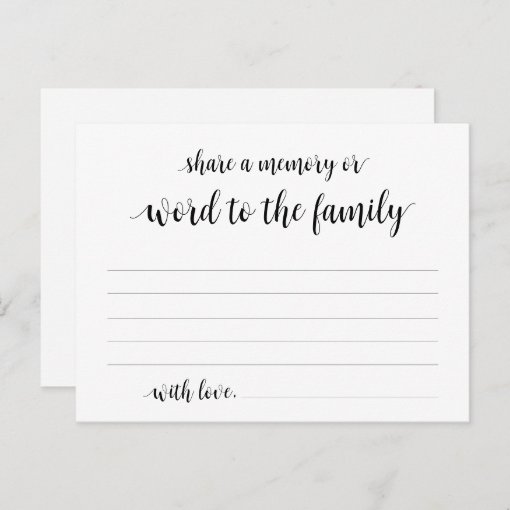 Black Script, Funeral Service, Share a memory Card | Zazzle