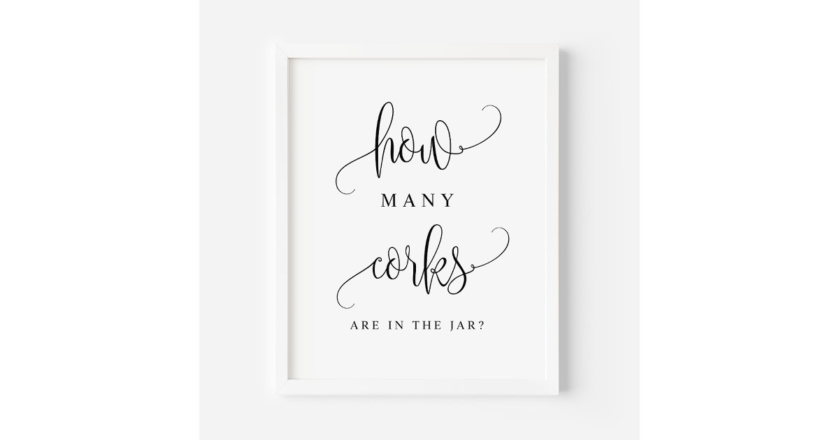 Black Script How Many Corks Are In The Jar Poster | Zazzle