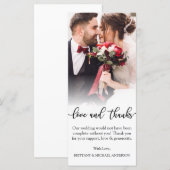 Black Script Love Thanks Wedding Photo Thank You Card | Zazzle