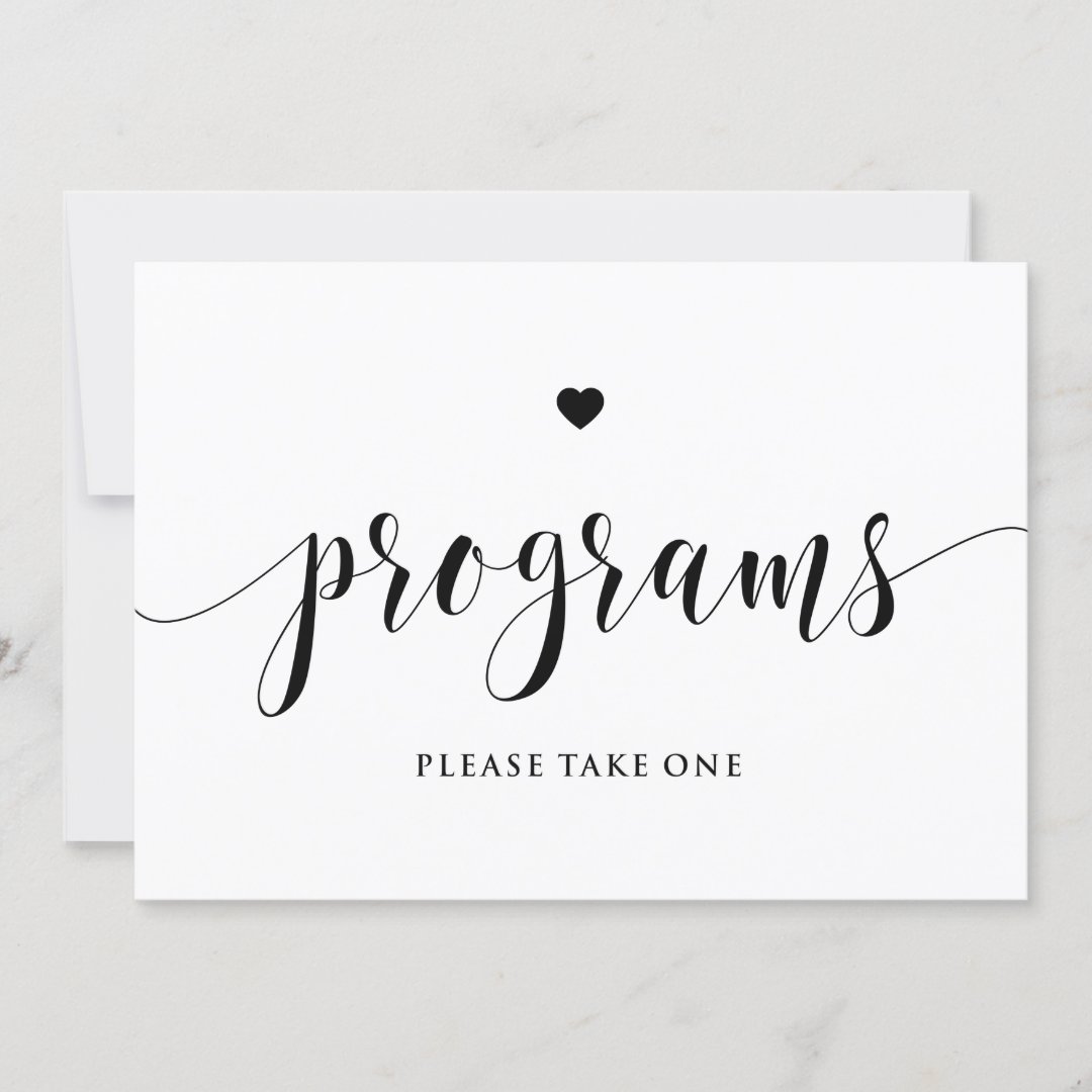 Black Script Programs Please Take One Sign | Zazzle