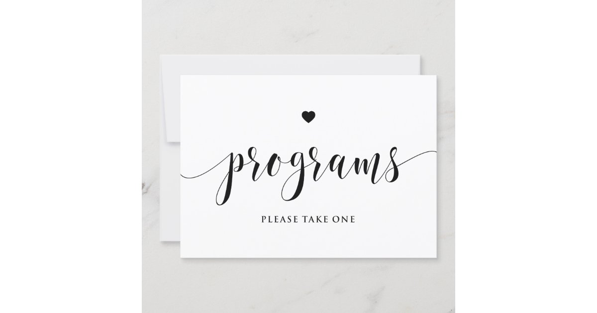 Black Script Programs Please Take One Sign | Zazzle