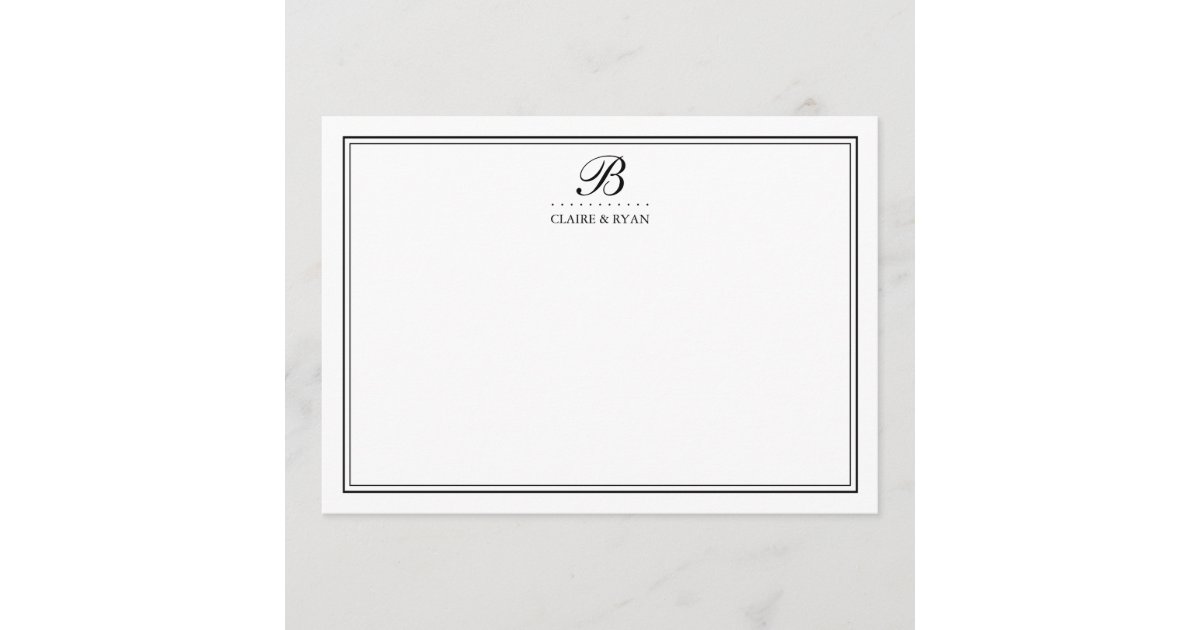 Black Script Wedding Monogram Stationery Cards | Zazzle.com