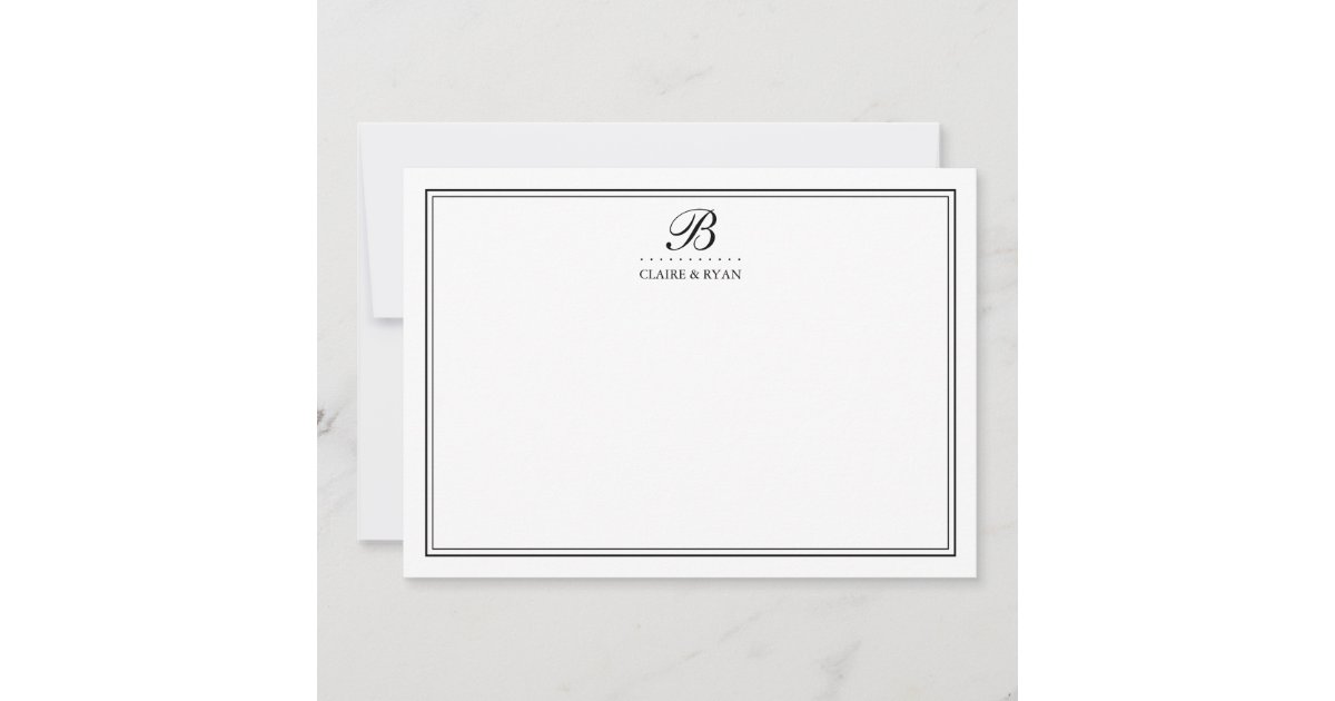Black Script Wedding Monogram Stationery Cards | Zazzle