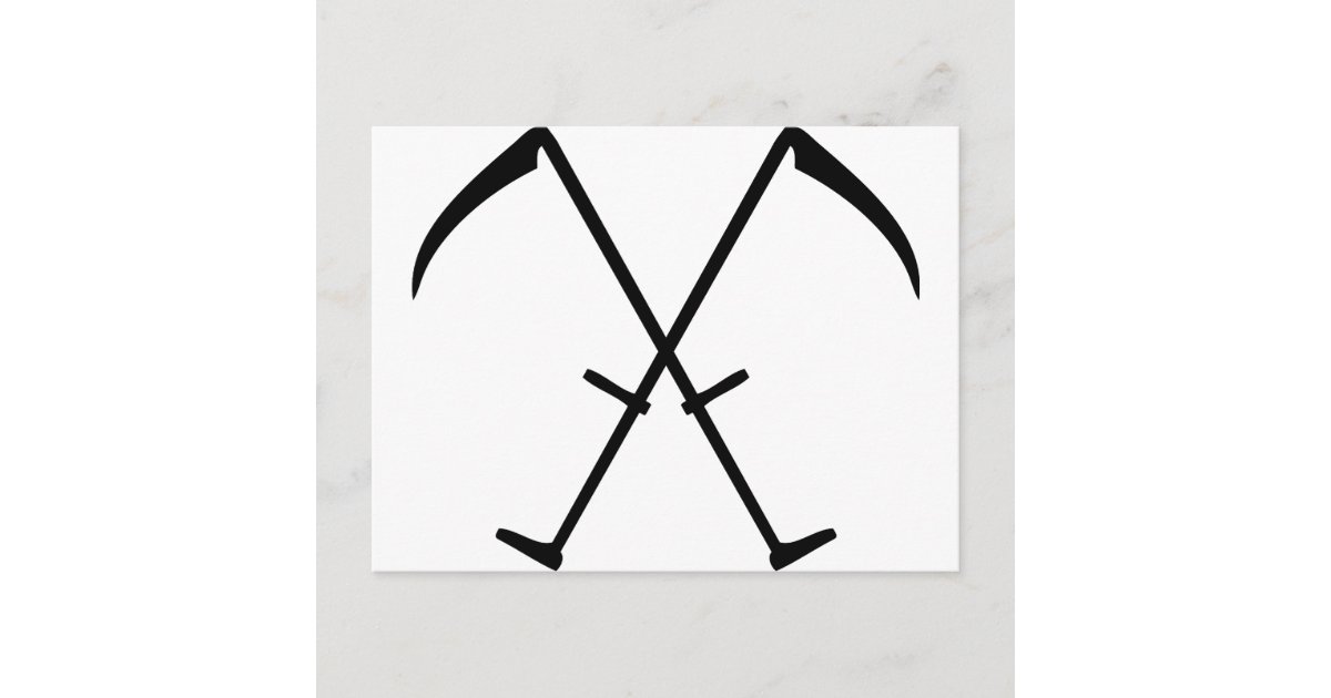 black scythe crossed icon postcard | Zazzle