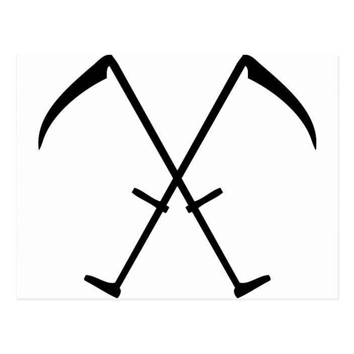 black scythe crossed icon postcard | Zazzle.com
