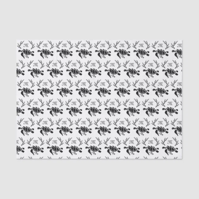 Black Sea Turtle Silhouette Side View Tissue Paper | Zazzle