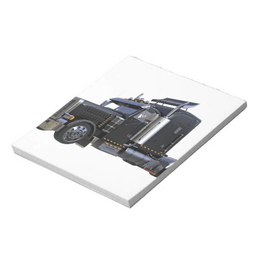 Black Semi Tractor Trailer Truck Notepad | Zazzle