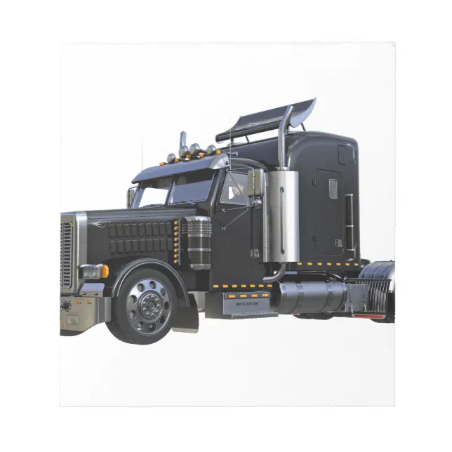Black Semi Tractor Trailer Truck Notepad | Zazzle