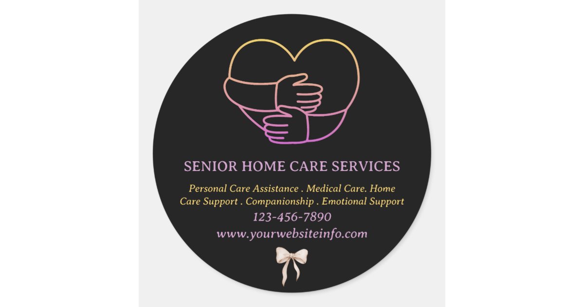 Black Senior Elderly or Home Care Giver Classic Round Sticker | Zazzle